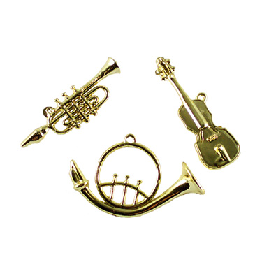Music Instruments - 3" - Metallic Gold - 1 Pc. Pkg.- 3 Asst. Styles ...