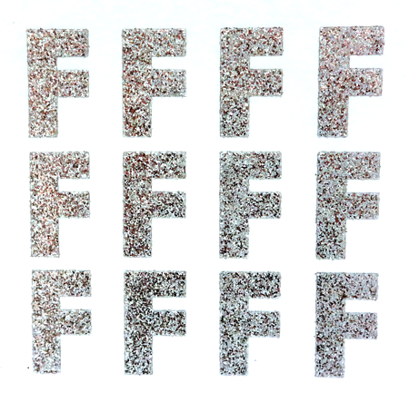 1.5" Glitter Letter Sheet - F - Silver - 12 Per Sheet | ACI Wholesale