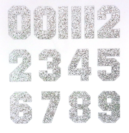 1.5" Silver Glitter Number Sheet - 14 Per Sheet | ACI Wholesale